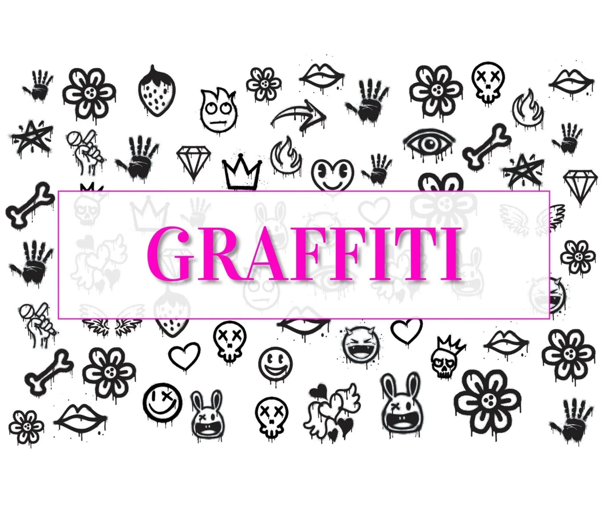 Nail Art Outline Decals - GRAFFITI (BLACK OVERLAY)