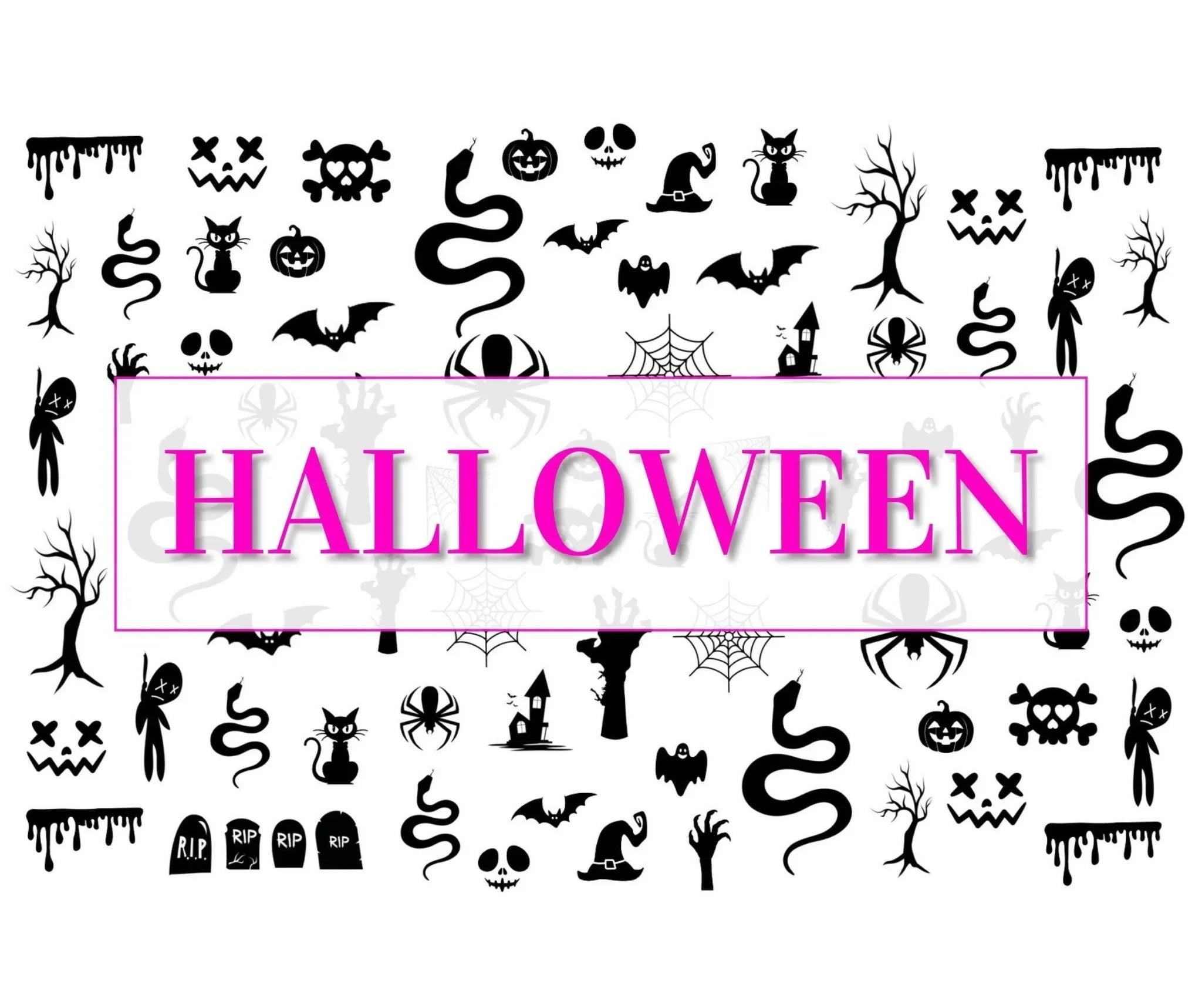 Nail Art Outline Decals - HALLOWEEN (BLACK OVERLAY)